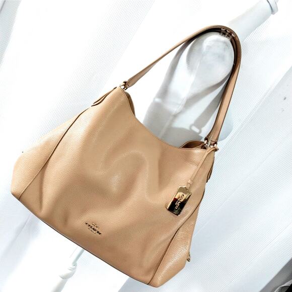 Coach | Bags | Coach Stunning Camel Tanbeige Genuine Leather Lg Triple ...